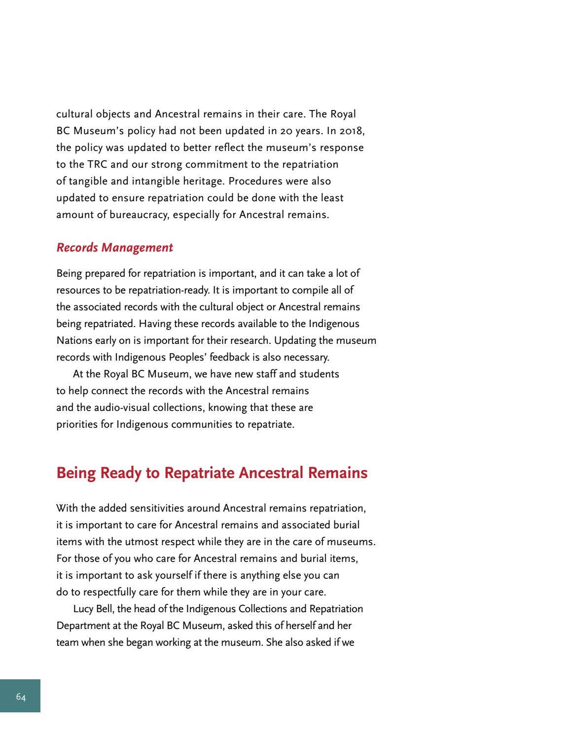 Indigenous Repatriation Handbook by Royal BC Museum - Issuu