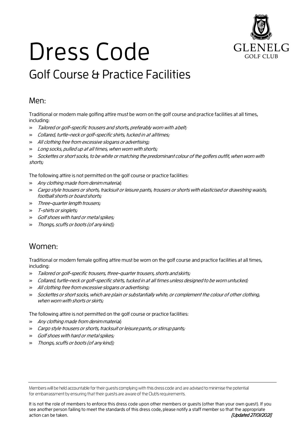 Glenelg Golf Club Dress Code by Glenelg Golf Club - Issuu