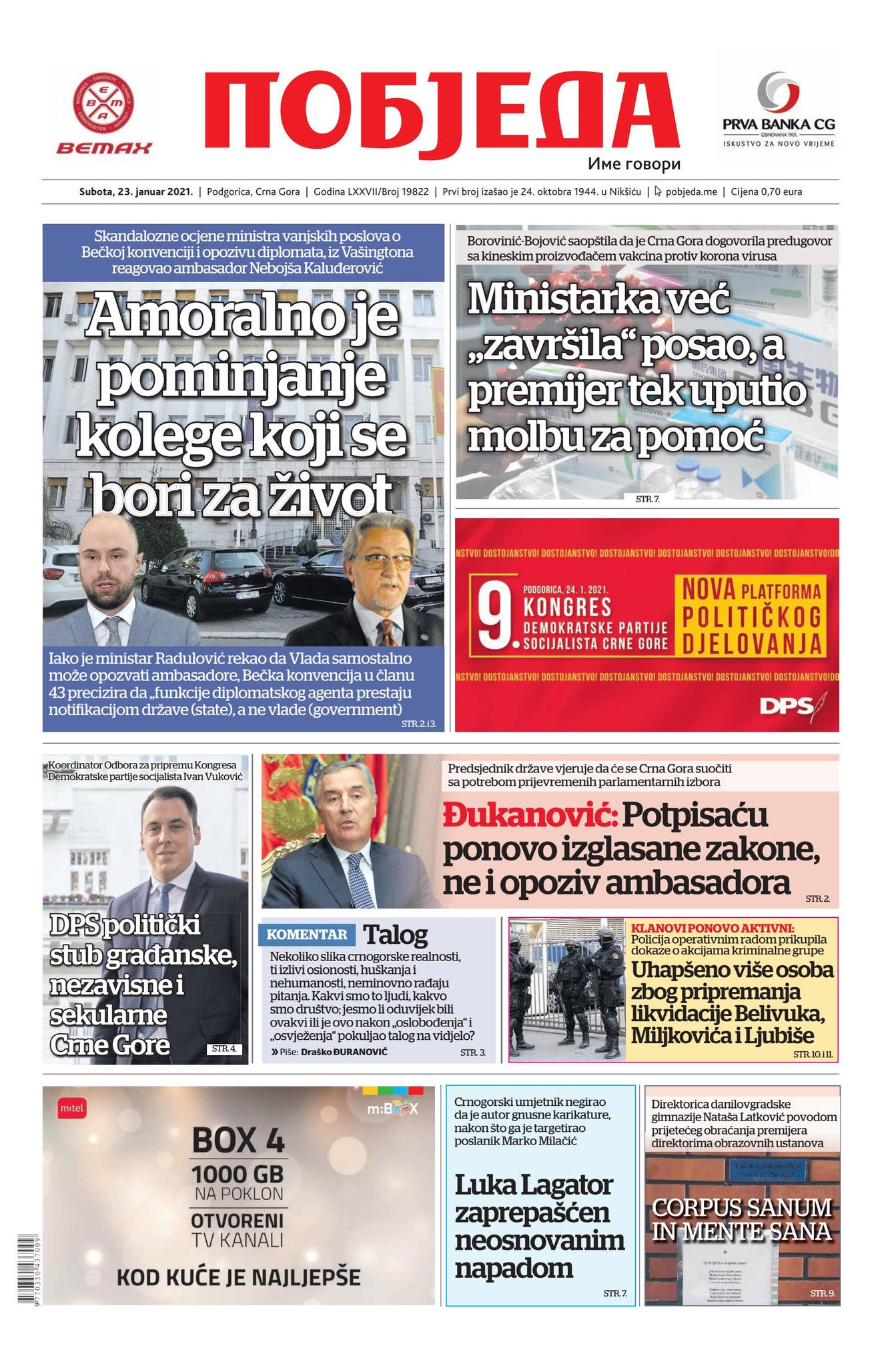 Dnevni list Pobjeda 23.01.2021. by Pobjeda - Issuu