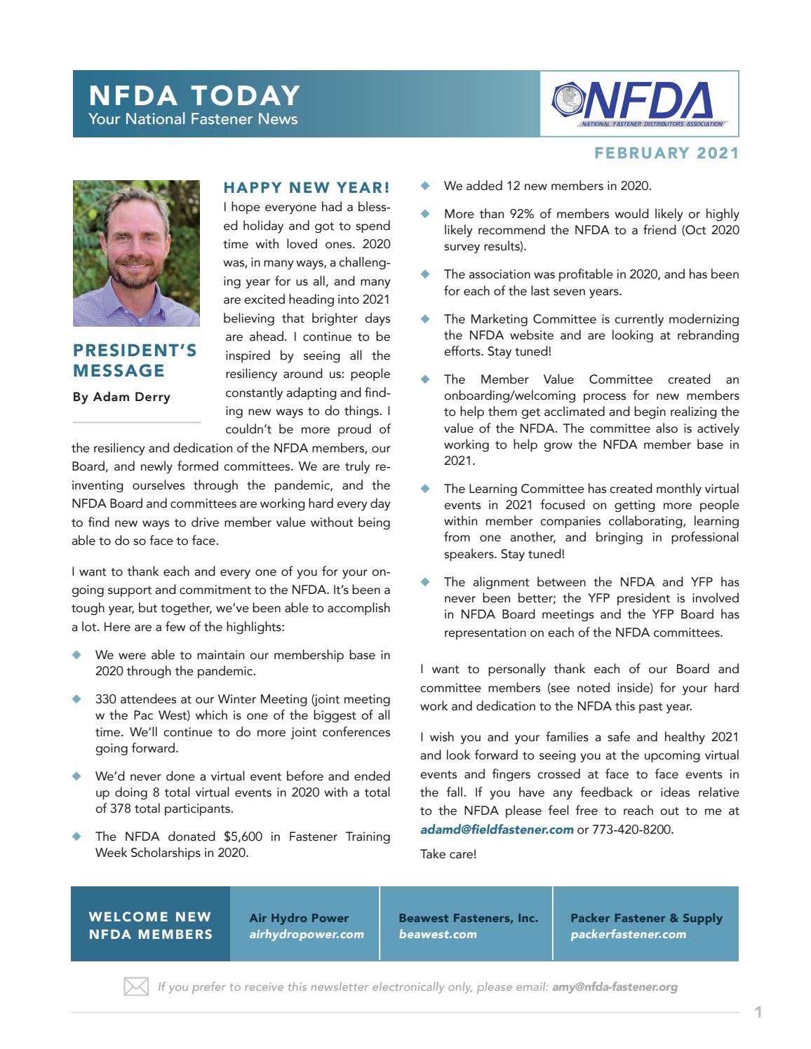 February 2021 NFDA Today by National Fastener Distributors Association - Issuu