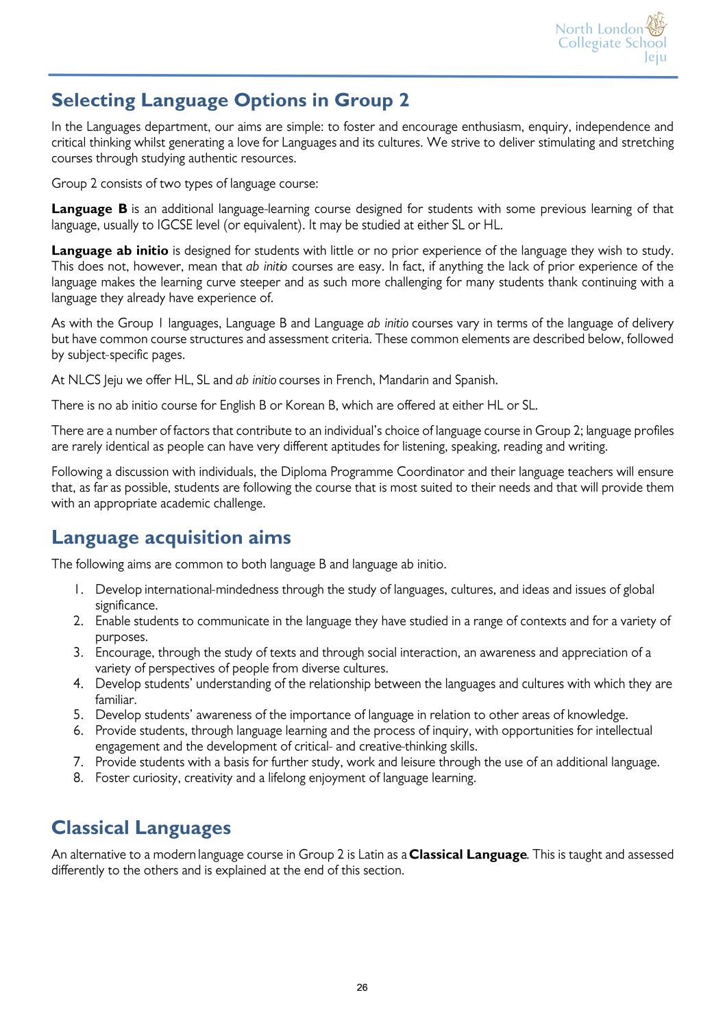 IBDP Options Information 2020-21 English/Korean by North London ...