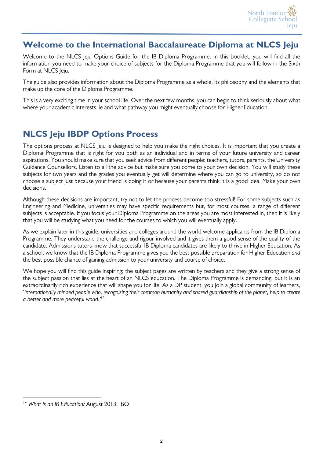 IBDP Options Information 2020-21 English/Korean by North London ...