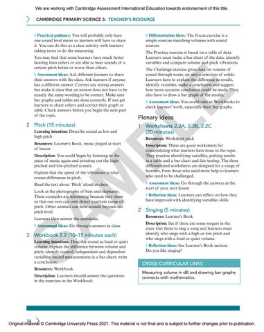 Primary Science Teacher’s Resource 5 Sample by Cambridge International ...