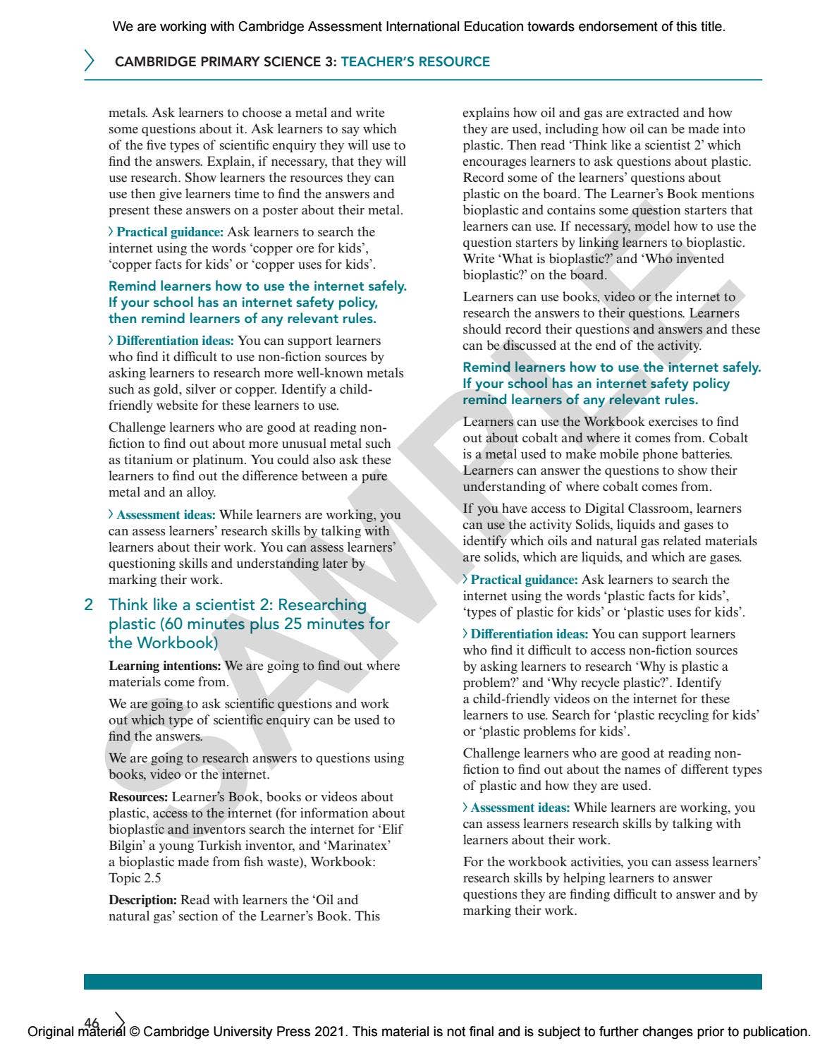 Primary Science Teacher’s Resource 3 Sample by Cambridge International ...