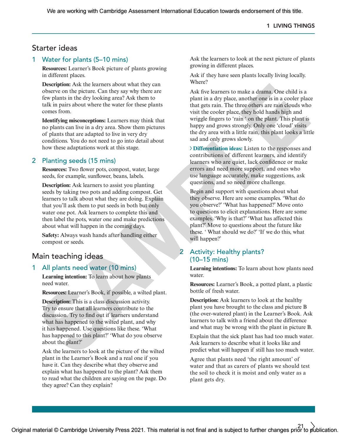 Primary Science Teacher’s Resource 1 Sample by Cambridge International ...