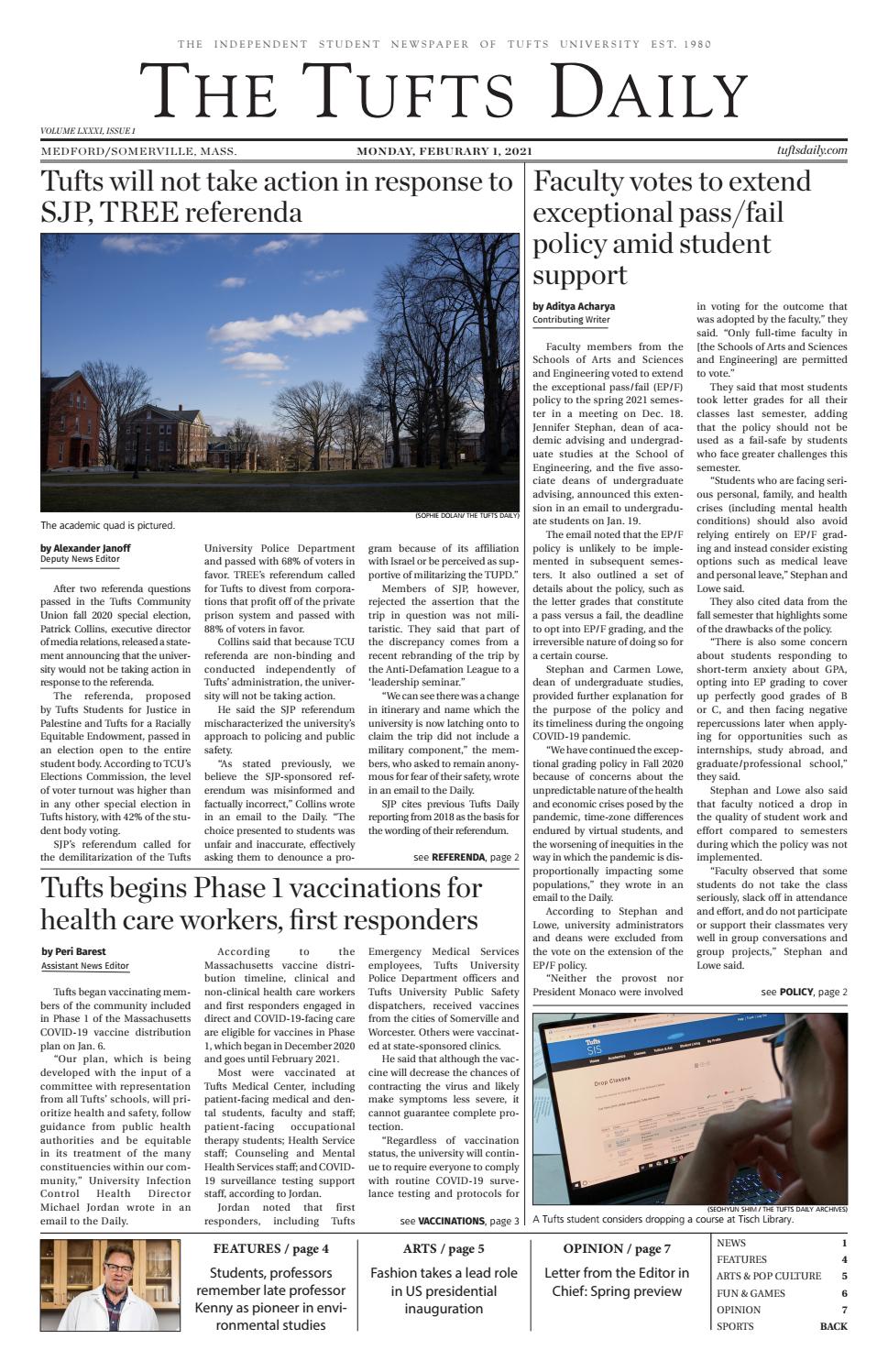 The Tufts Daily - Monday, February 1, 2021 by The Tufts Daily - Issuu