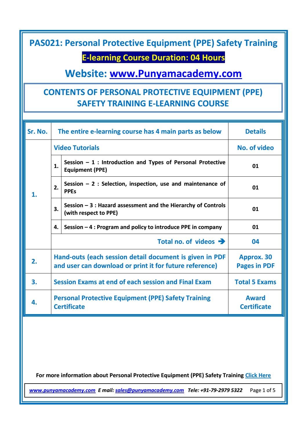 Online Personal Protective Equipment Safety Training by Punyam Academy ...