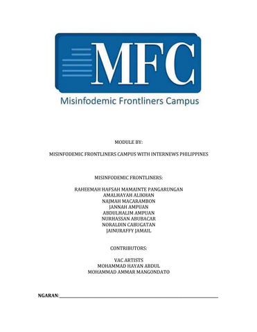 Misinfodemic Frontliners Campus (MFC) module by Raheemah_Hafsah - Issuu