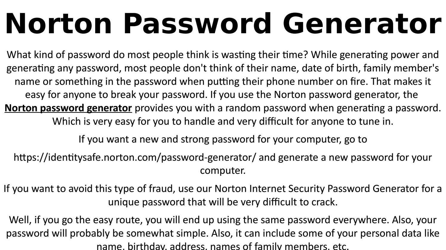 Norton Password Generator by keyquery - Issuu
