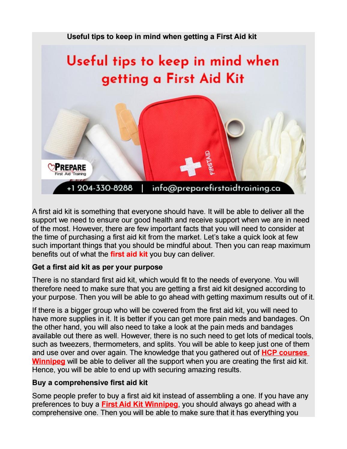 Useful tips to keep in mind when getting a First Aid kit by Prepare ...