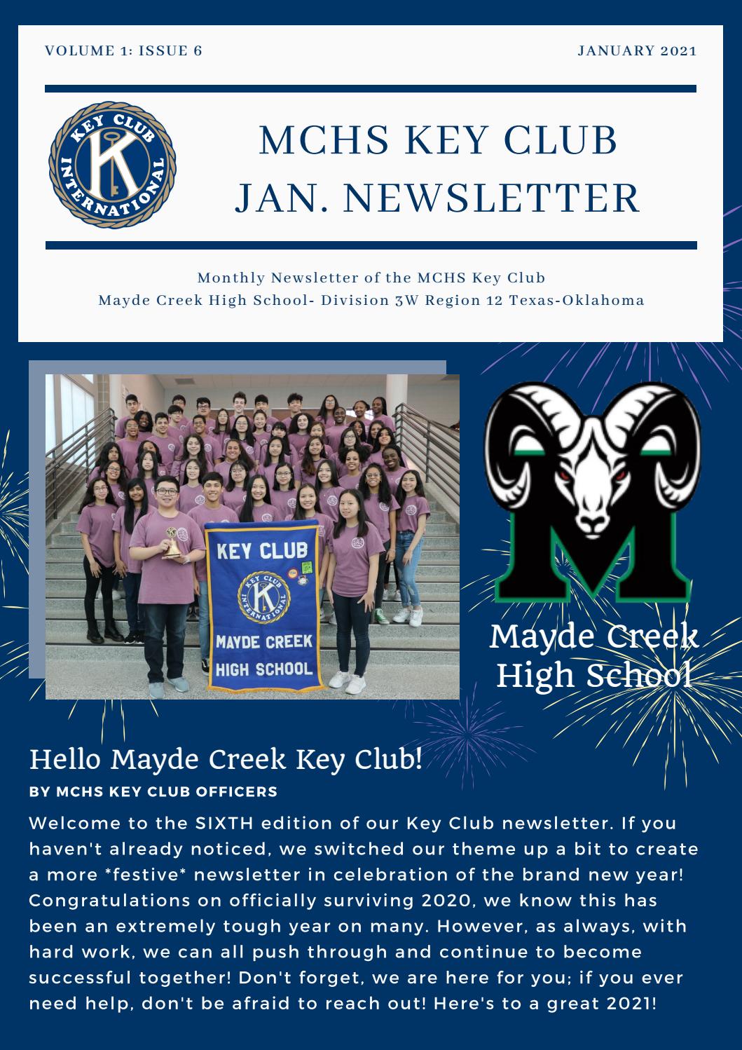 Mayde Creek Key Club- January Newsletter (Volume 1 Issue 6) by Mayde ...