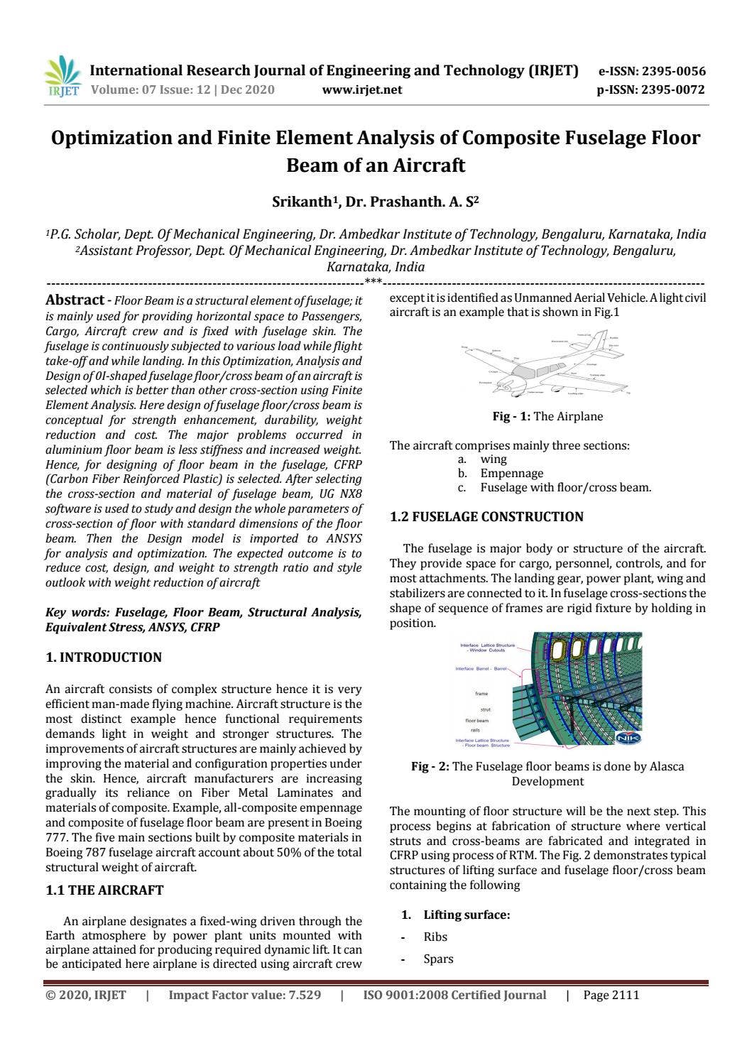 IRJET- Optimization and Finite Element Analysis of Composite Fuselage ...