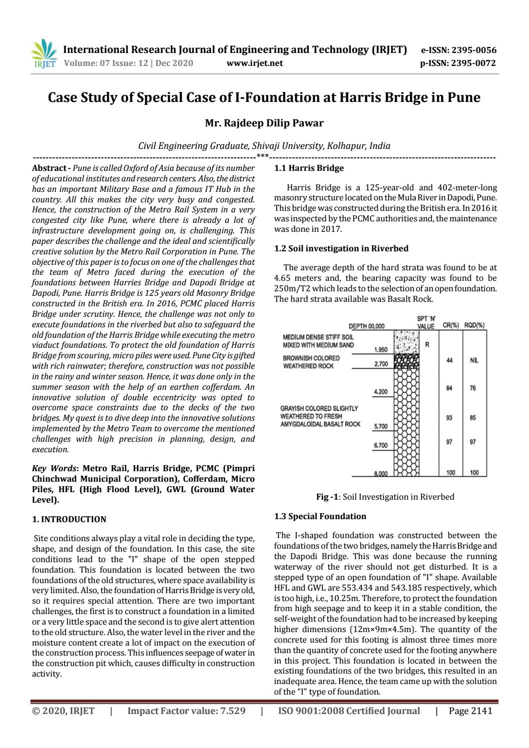 IRJET- Case Study of Special Case of I-Foundation at Harris Bridge in ...