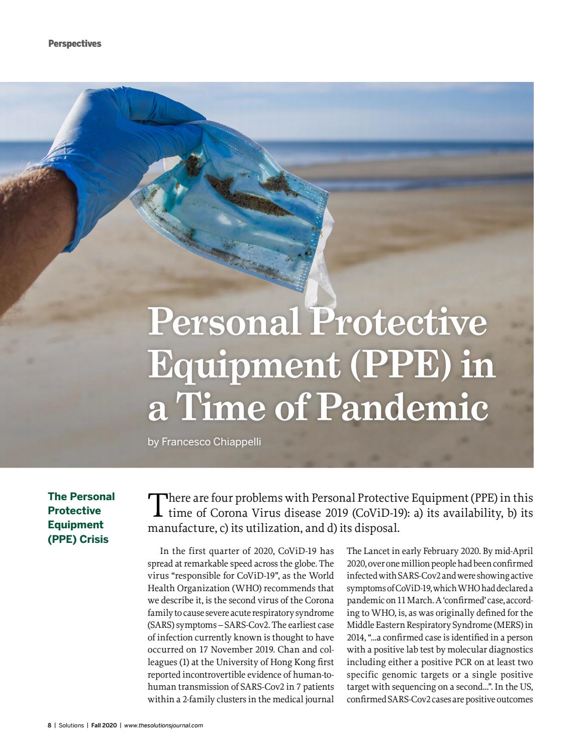 Personal Protective Equipment (PPE) in a Time of Pandemic by The ...