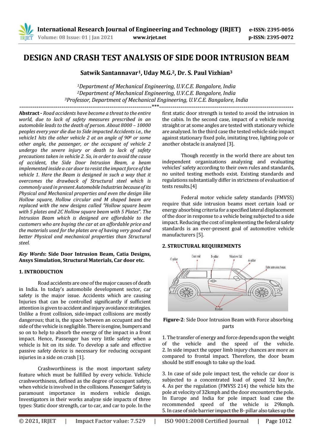 IRJET- Design and Crash Test Analysis of Side Door Intrusion Beam by ...