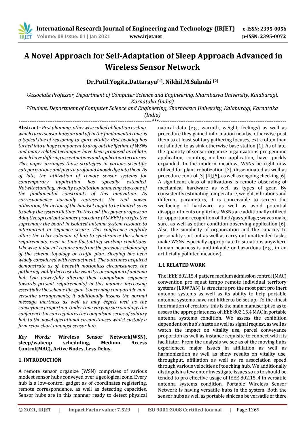 IRJET- A Novel Approach for Self-Adaptation of Sleep Approach Advanced ...