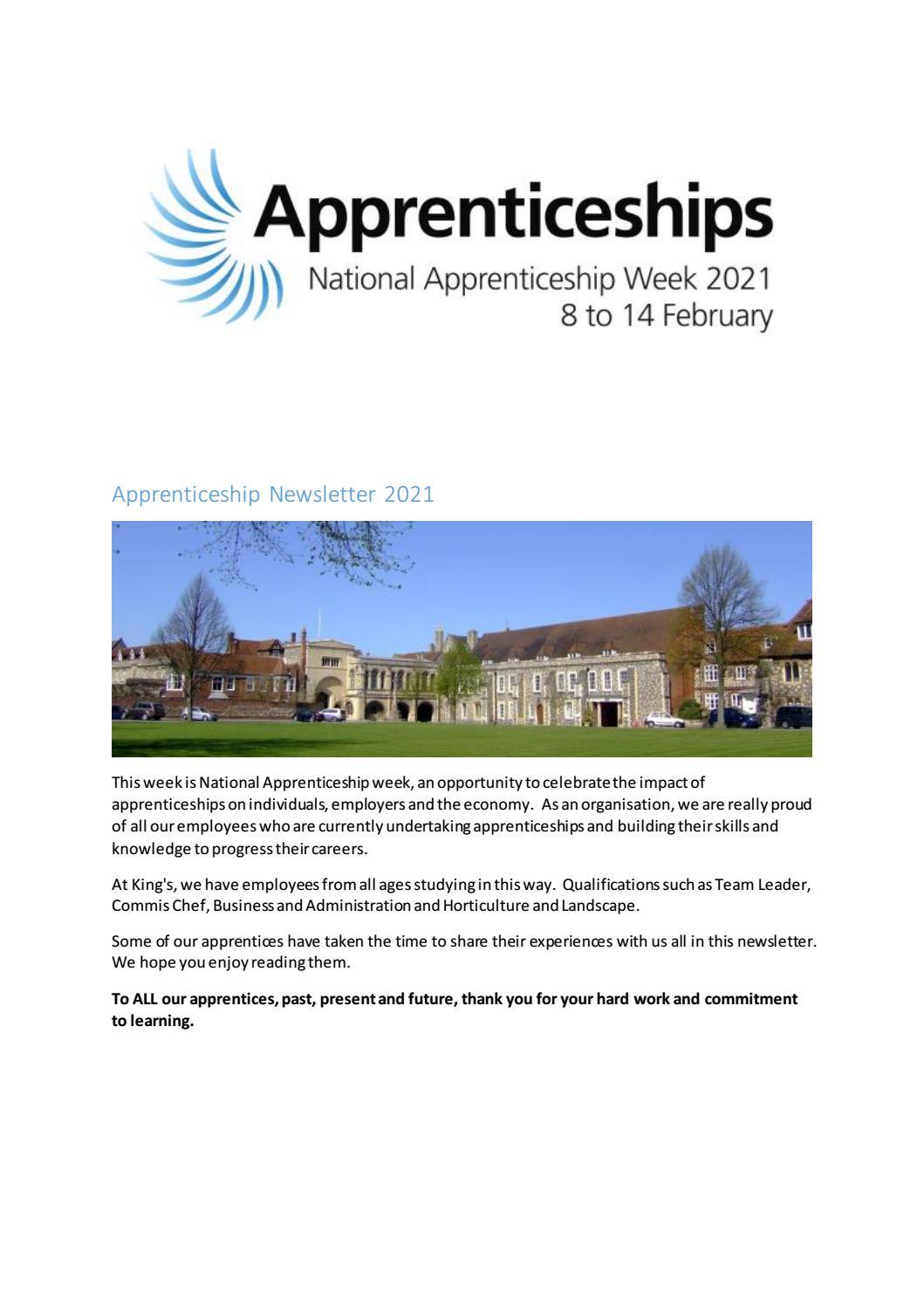 Apprenticeships Week Newsletter 2021 by OKS Association | The King's ...