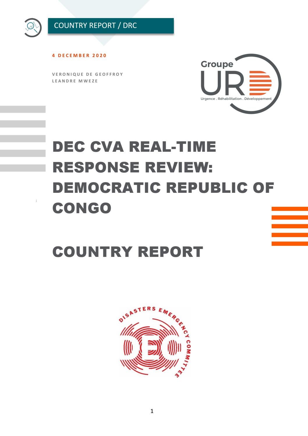 DEC Coronavirus Appeal Real-Time Response Review: DR Congo by Disasters ...
