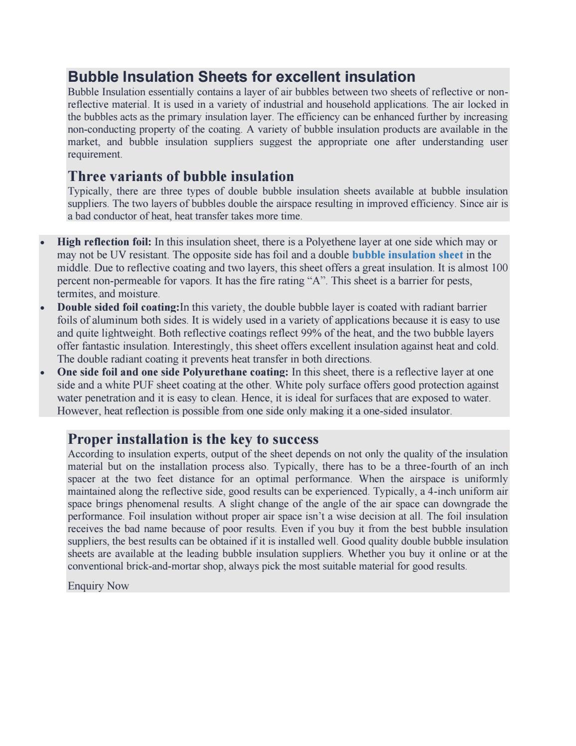 Aluminium Bubble Insulation Sheets Suppliers in Chennai, Coimbatore ...