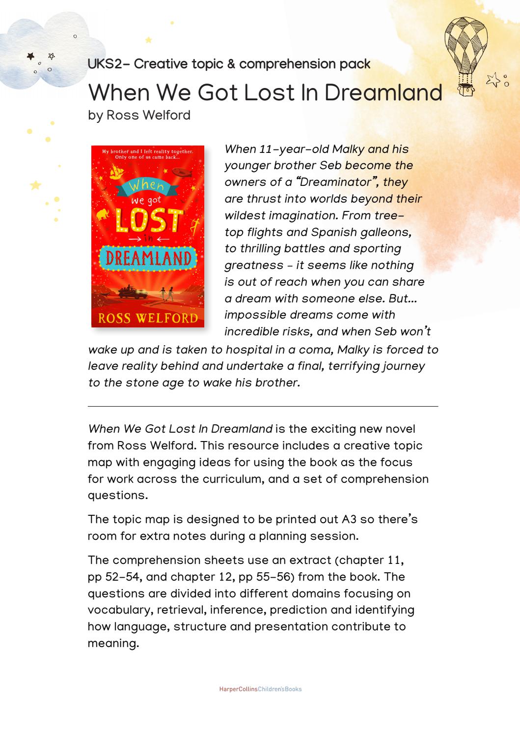 Teaching resources for When we got Lost in Dreamland by Ross Welford by ...