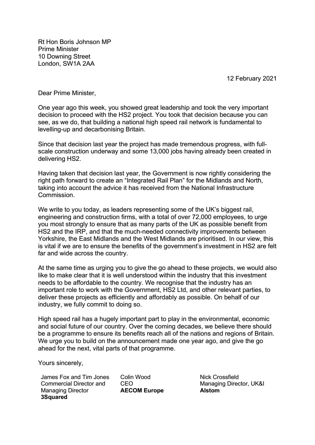 Rail Industry Letter on HS2 Eastern Leg by Railway Industry Association ...
