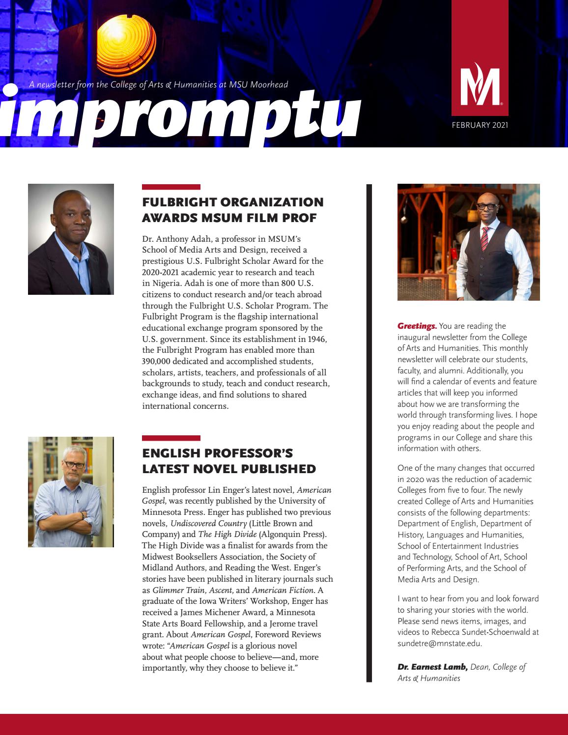 Impromptu | College of Arts & Humanities February Newsletter by MSU ...