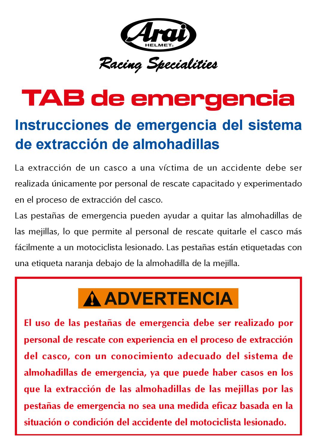 Emergency Tab Manual de instrucciones 2021 by Arai Helmet (Europe) B.V ...