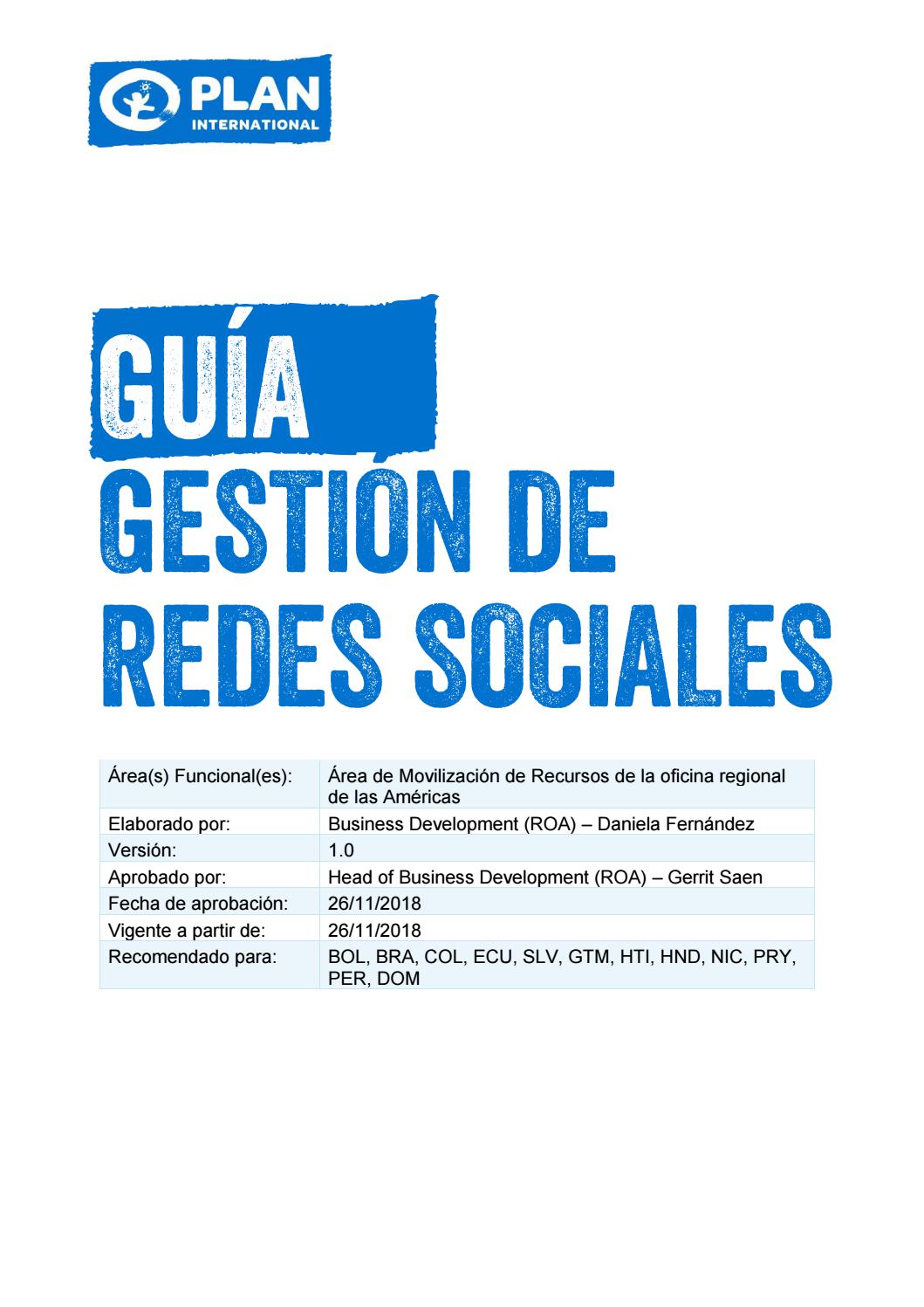 Guía Gestión Redes Sociales 1.0 by Plan_International_ROA - Issuu