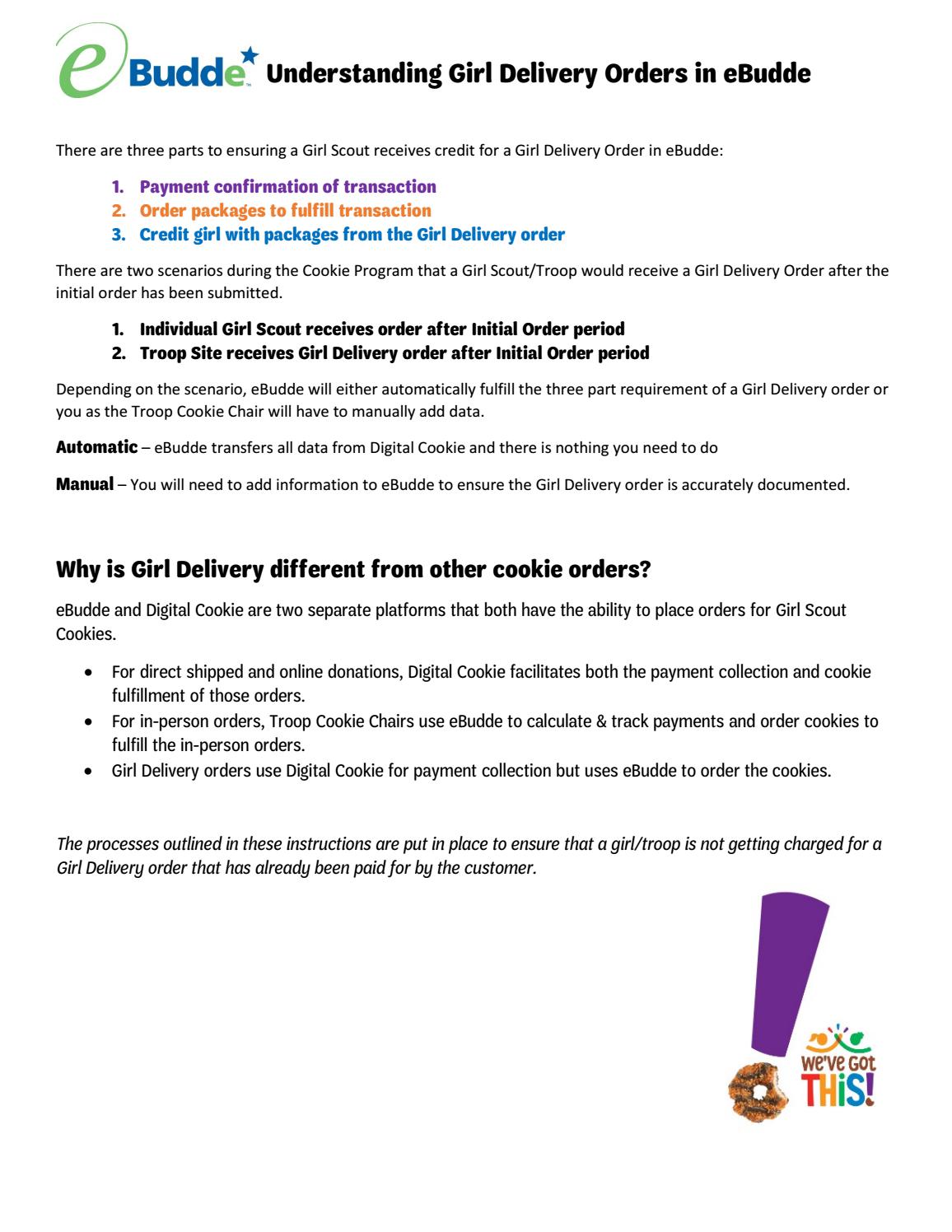 Understanding GIrl Delivery Orders - After Initial Order by Girl Scouts ...