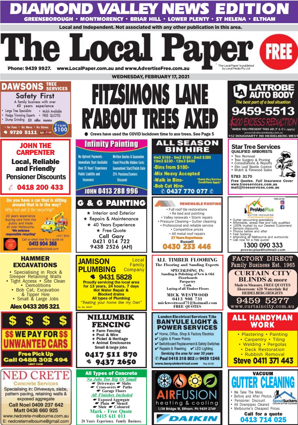 The Local Paper. Diamond Valley News edition. Wed., Feb. 17, 2021 by ...