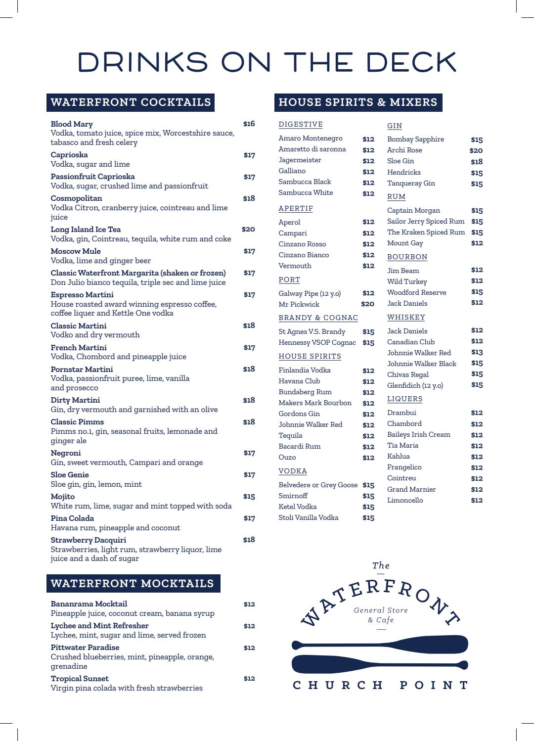 Waterfront Store Drinks Menu 2021 by waterfrontstore - Issuu