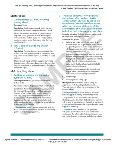 Lower Secondary Science TEACHER’S RESOURCE 9 Sample by Cambridge ...