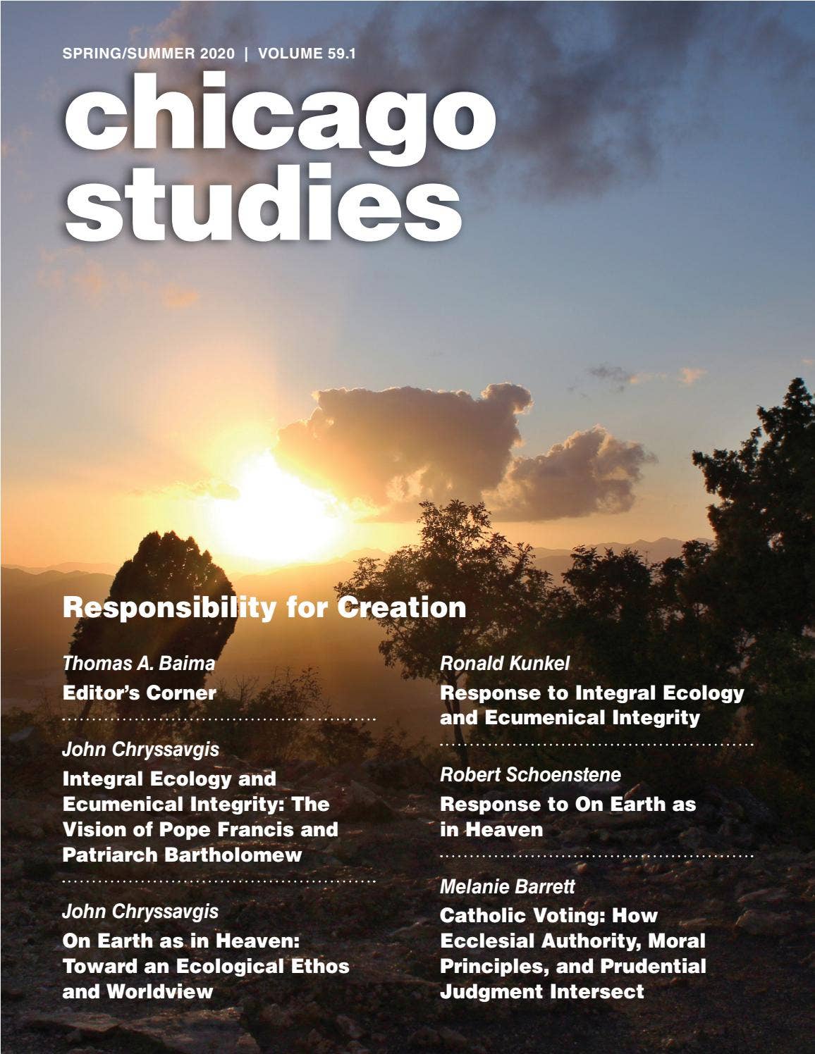 Chicago Studies Spring/Summer 2020 by Chicago Studies - Issuu