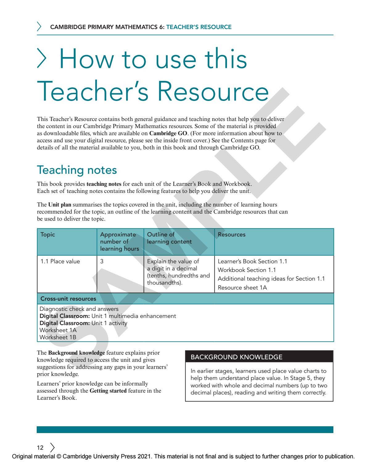 Primary Mathematics Teacher’s Resource 6 Sample by Cambridge ...