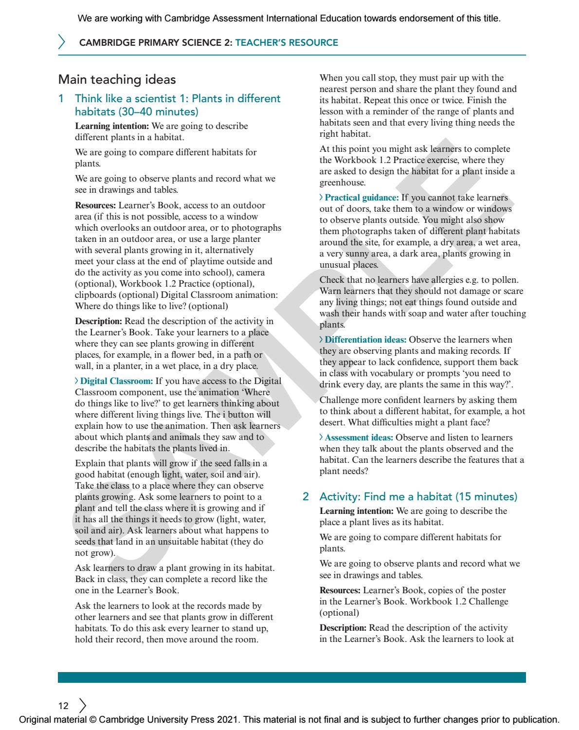 Primary Science Teacher’s Resource 2 Sample by Cambridge International ...