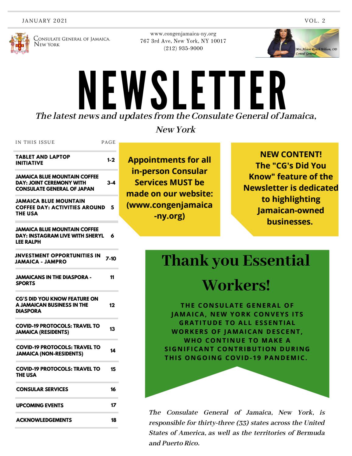 Newsletter 2nd Edition by ConsulateGeneralJamaicaNY - Issuu
