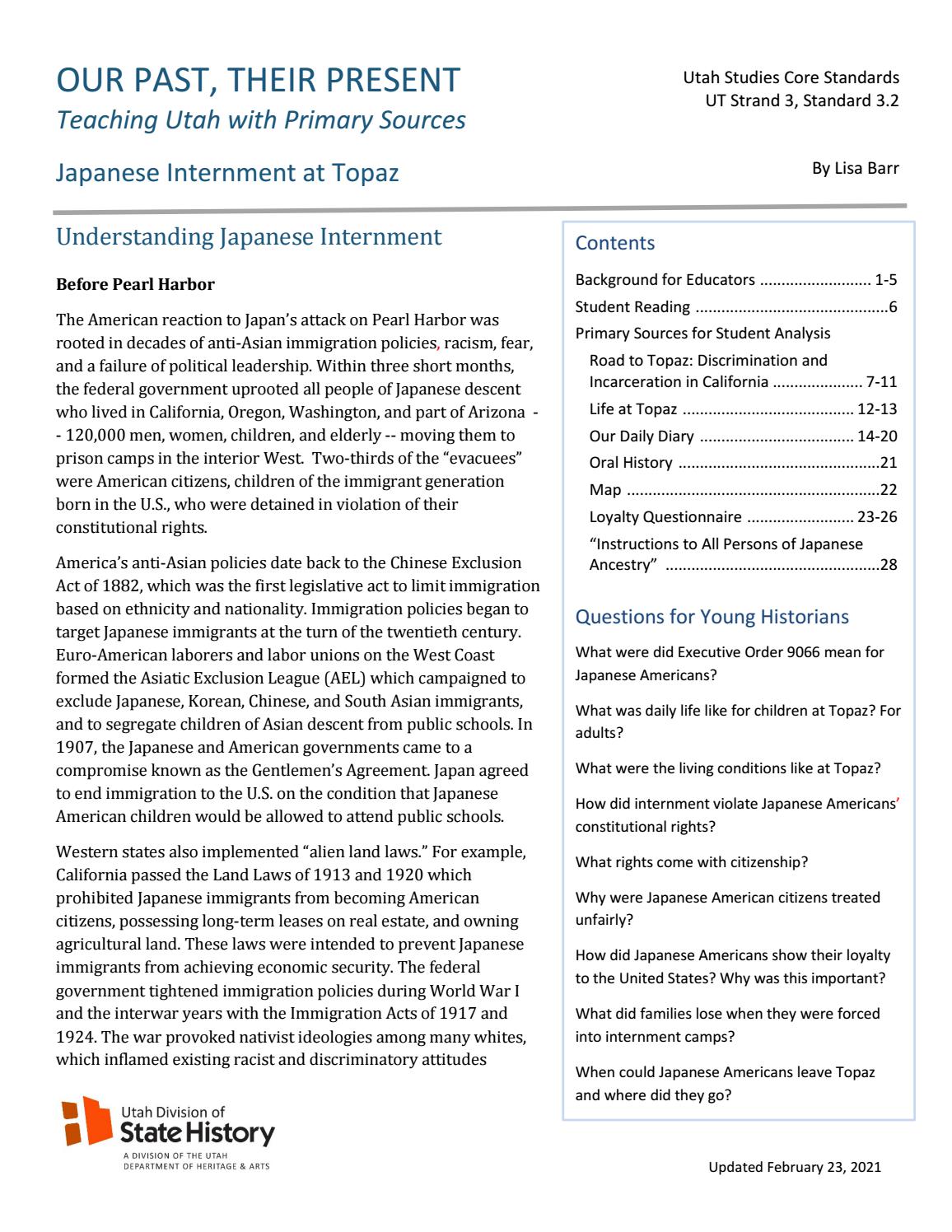 Japanese Internment at Topaz - Our Past, Their Present (2/23/2021) by ...