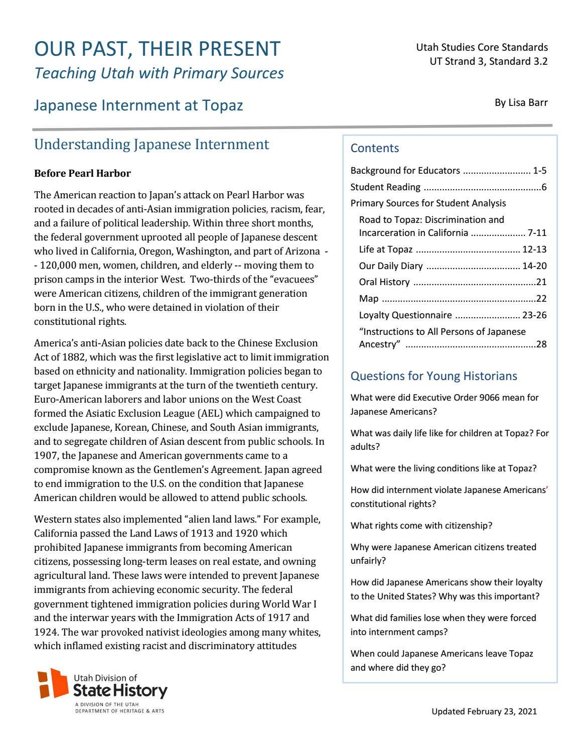 Japanese Internment at Topaz - Our Past, Their Present (2/23/2021) by ...