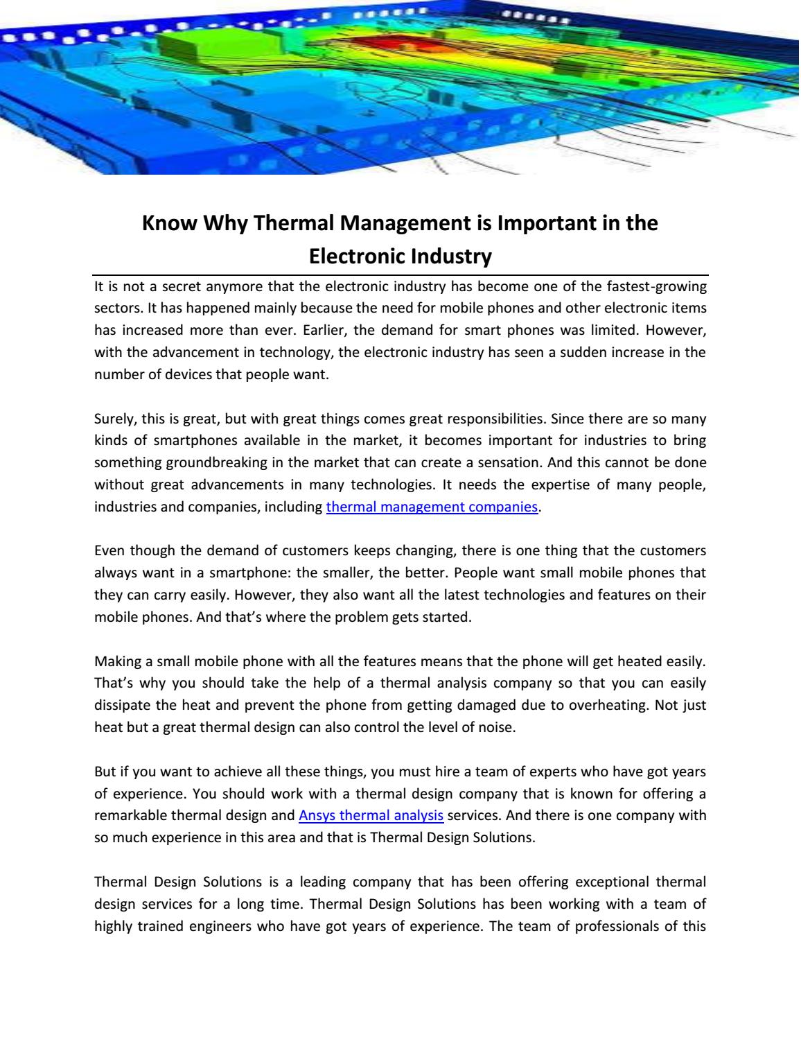 Know Why Thermal Management is Important in the Electronic Industry by ...