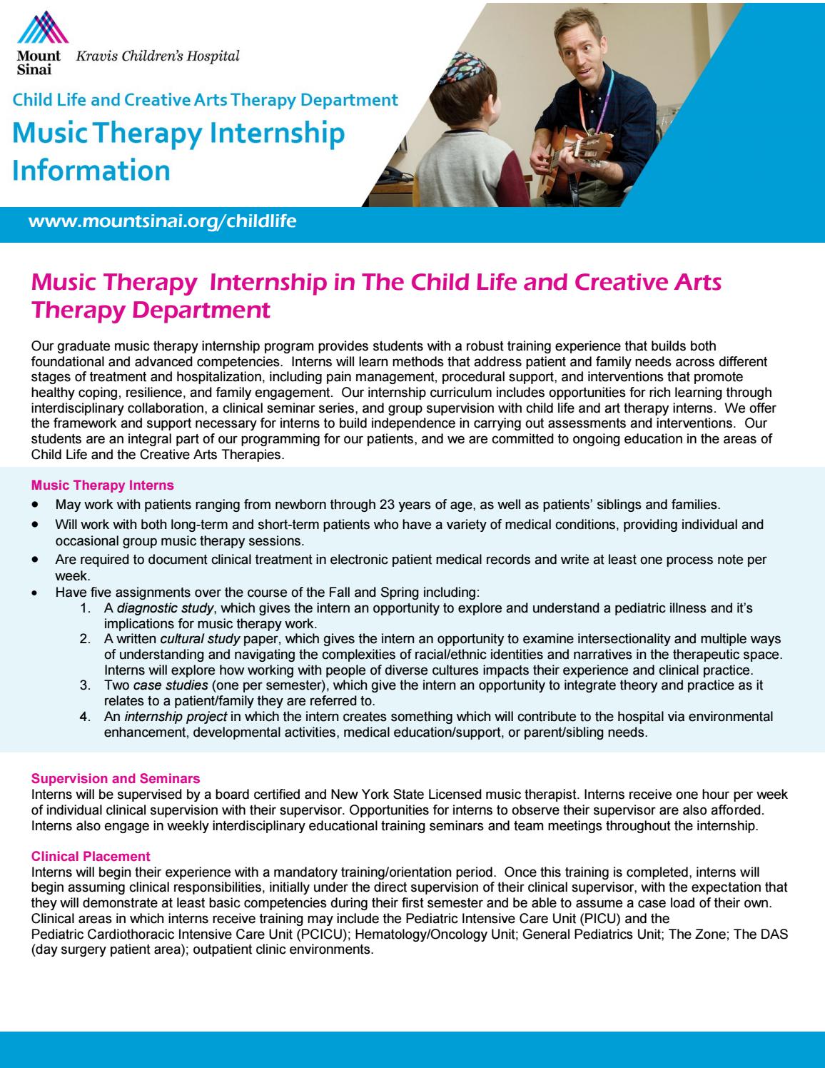 Music Therapy Internship Information by Child Life and Creative Arts ...
