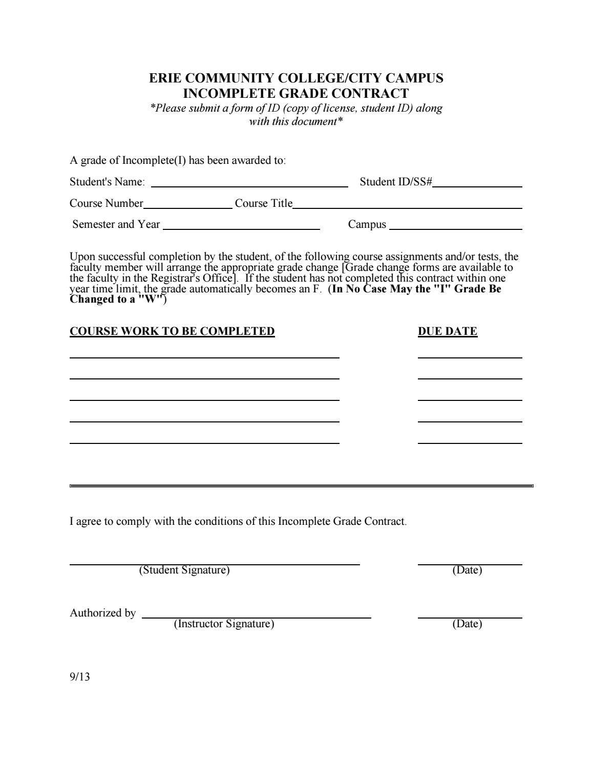 Incomplete Grade Contract Form by SUNY Erie - Issuu