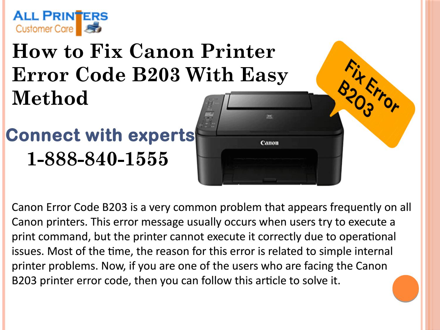 Call 1 888 840 1555 To Fix Canon Printer Error Code B203 With Easy Call 1 888 840 1555 To Fix Canon Printer Error Code B203 With Easy