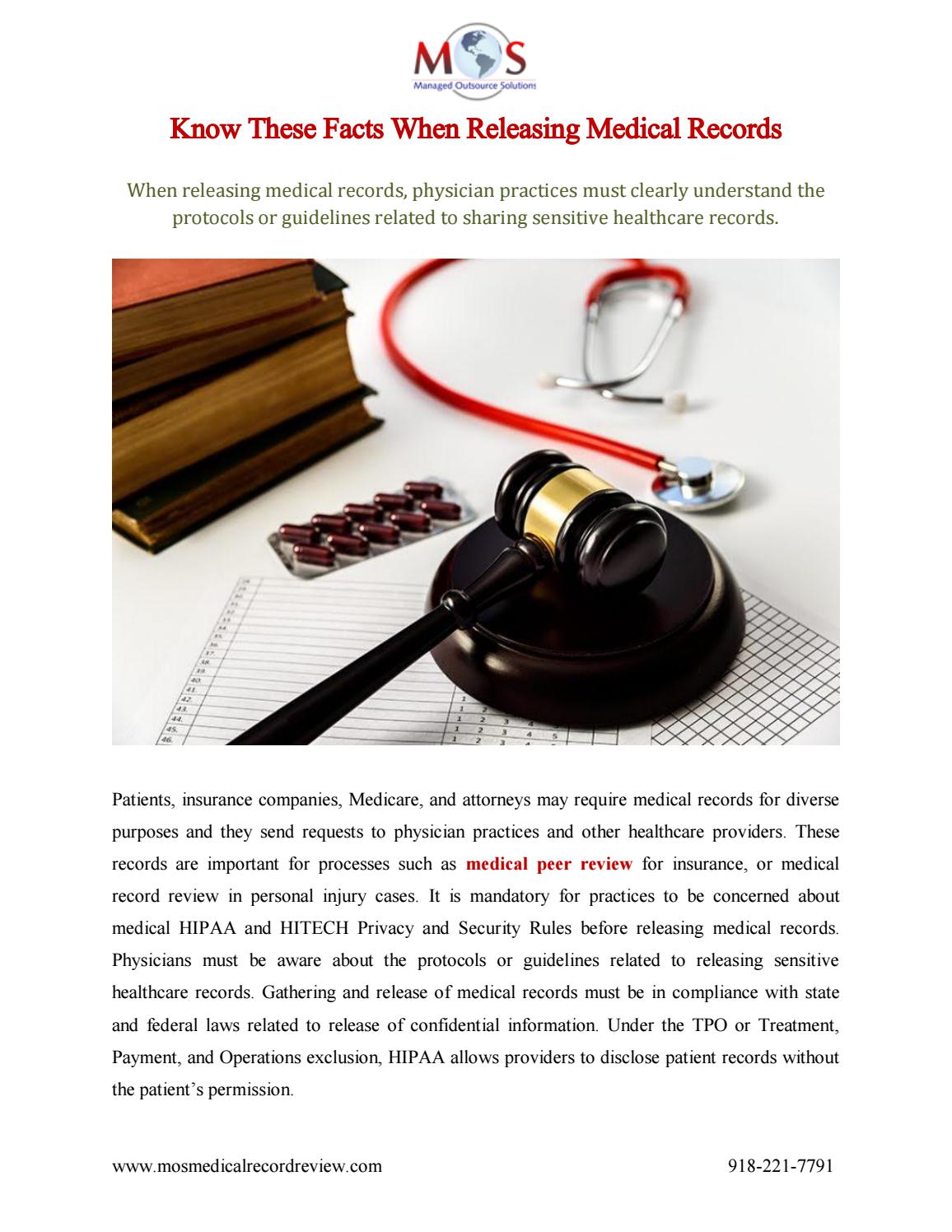 Know These Facts When Releasing Medical Records by MOS Medical Reviews ...
