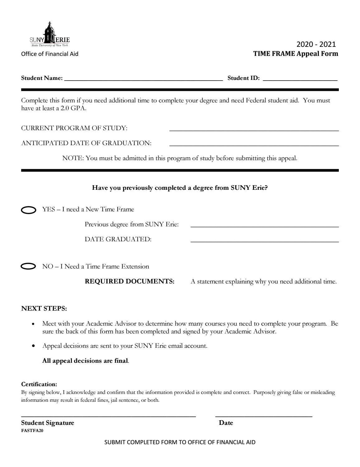 Time Frame Appeal Form by SUNY Erie - Issuu