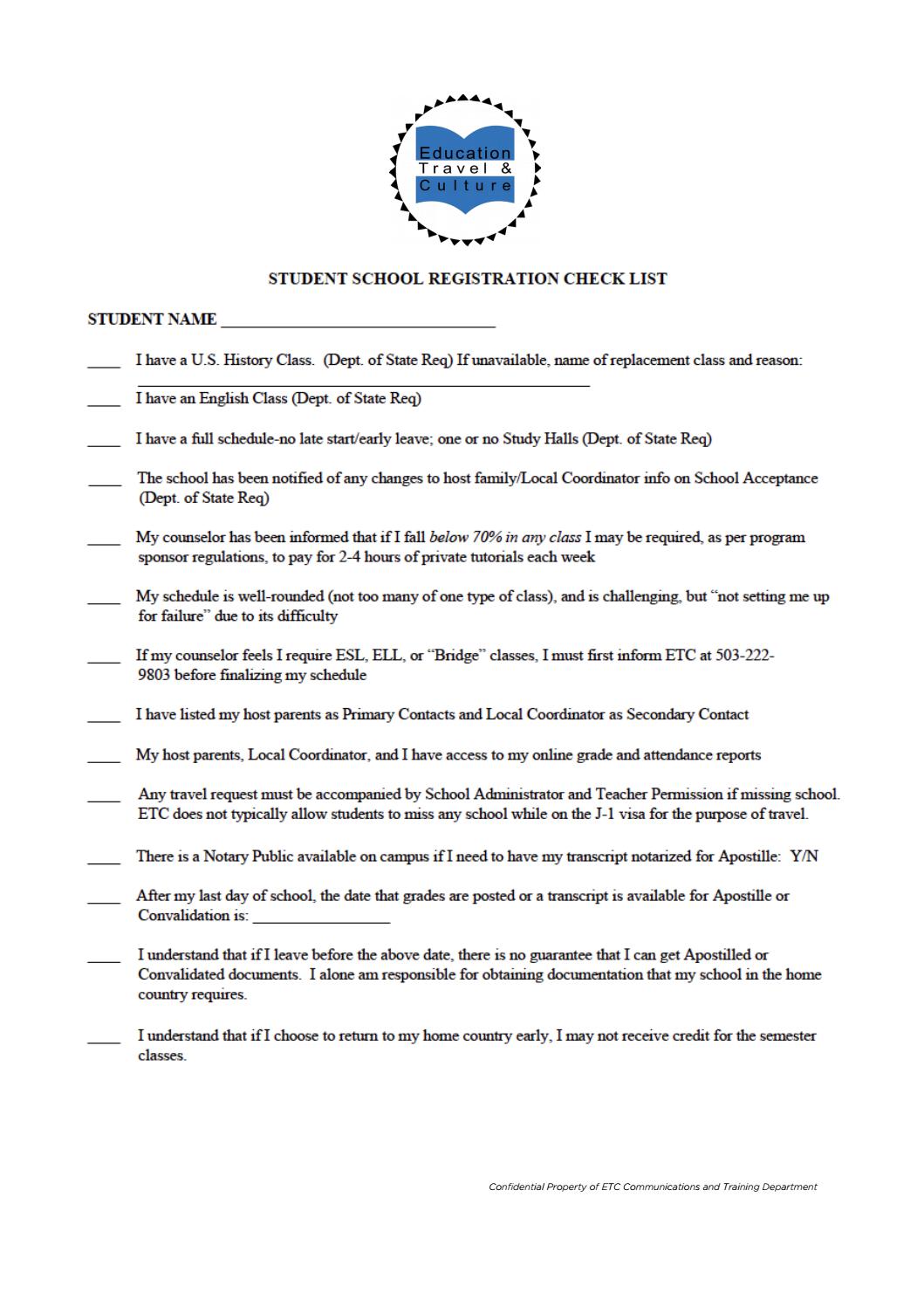 ETC School Registration Checklist by Education Travel & Culture - Issuu