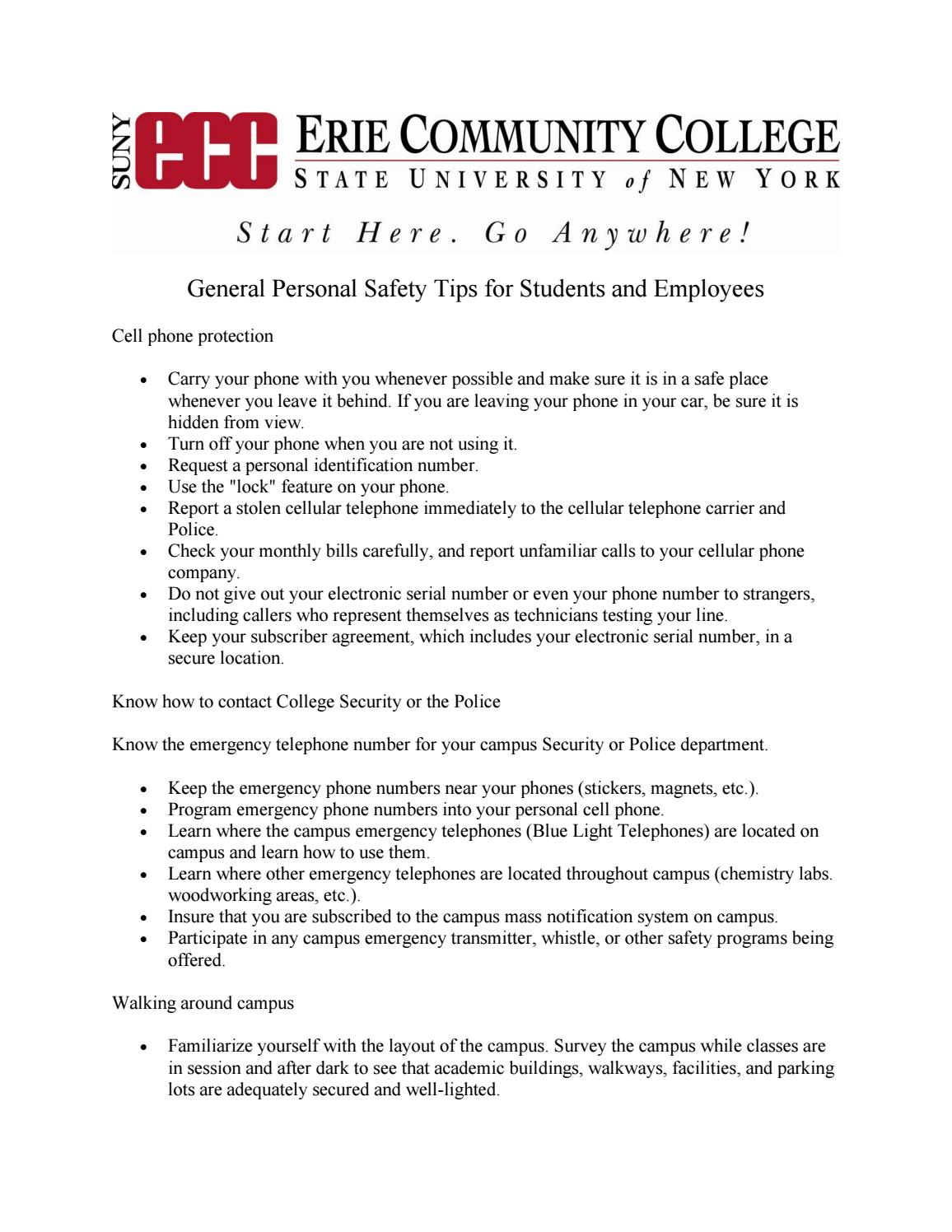 Personal Safety Tips by SUNY Erie - Issuu