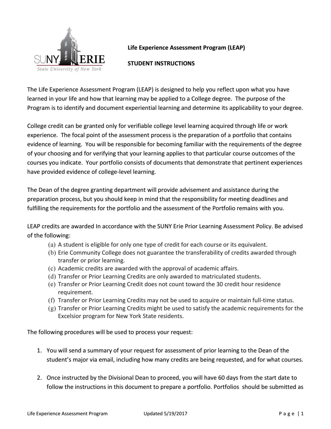 SUNY Erie Leap Application Packet by SUNY Erie - Issuu