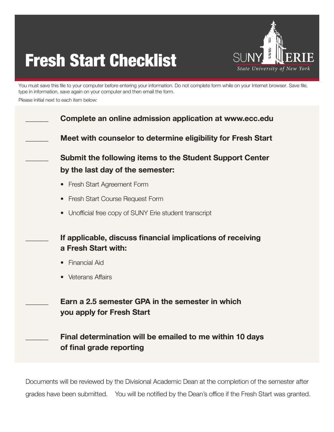 Fresh Start Packet by SUNY Erie - Issuu
