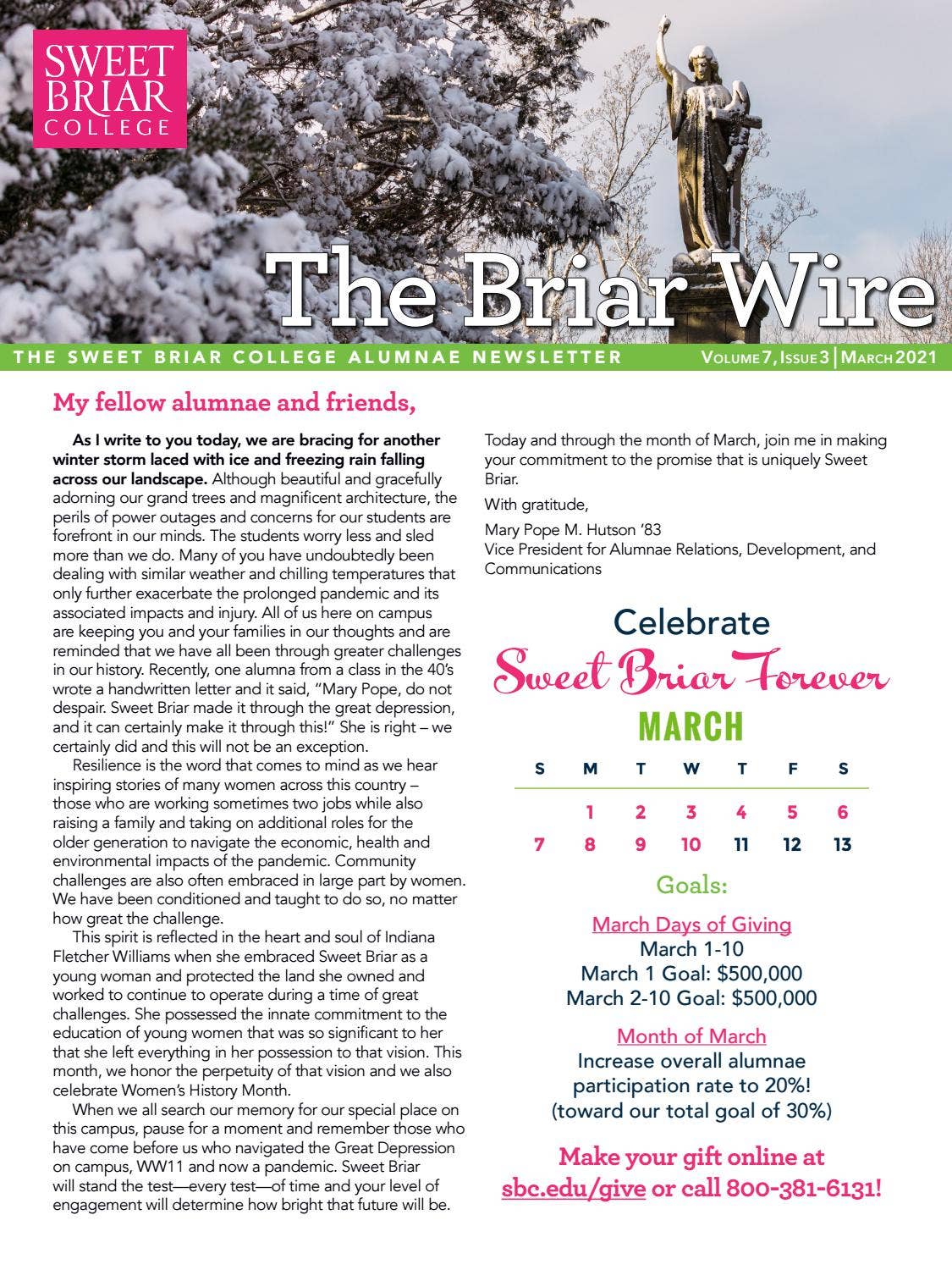 The Briar Wire | Volume 7, Issue 3 | March 2021 by Sweet Briar College ...