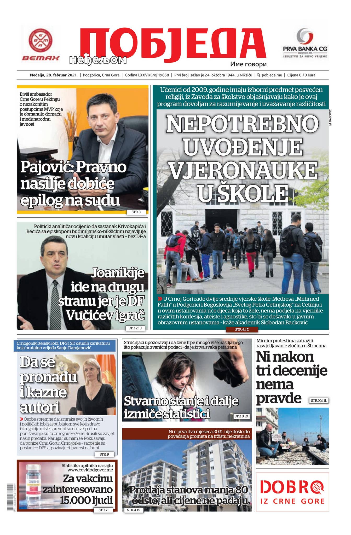 Dnevni list Pobjeda 28.02.2021. by Pobjeda - Issuu